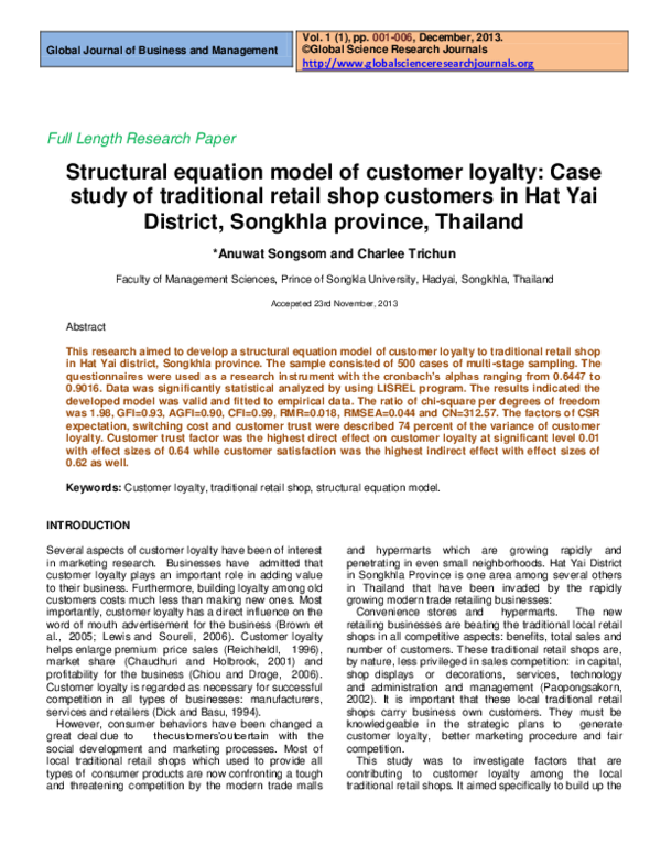 (PDF) Global Journal of Business and Management Structural equation ...