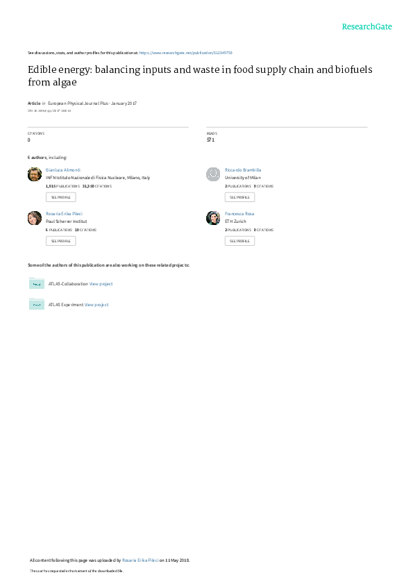 (PDF) Edible energy: balancing inputs and waste in food supply chain ...