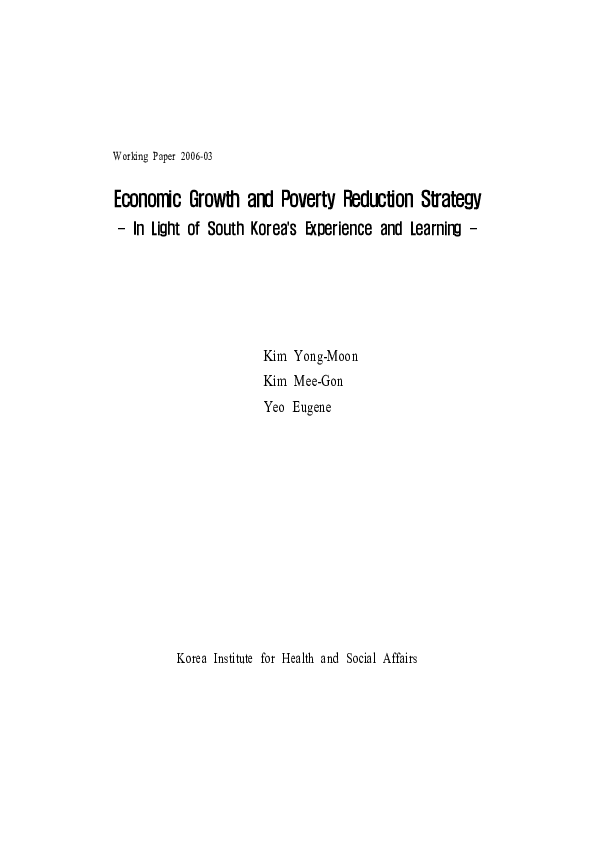 (PDF) Economic Growth and Poverty Reduction Strategy | Eugene Yeo ...