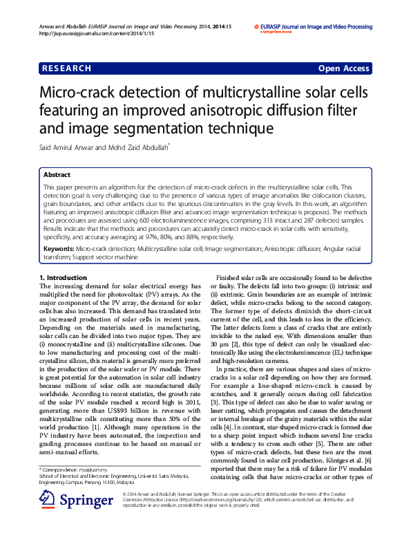 (PDF) Micro-crack detection of multicrystalline solar cells featuring ...