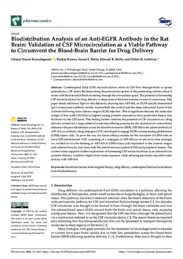 (PDF) Biodistribution Analysis of an Anti-EGFR Antibody in the Rat ...