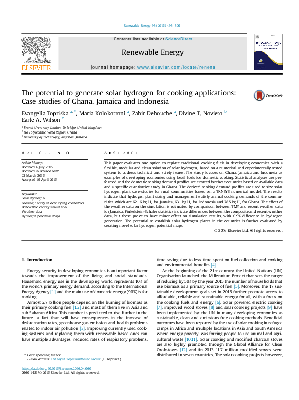 (PDF) The potential to generate solar hydrogen for cooking applications ...