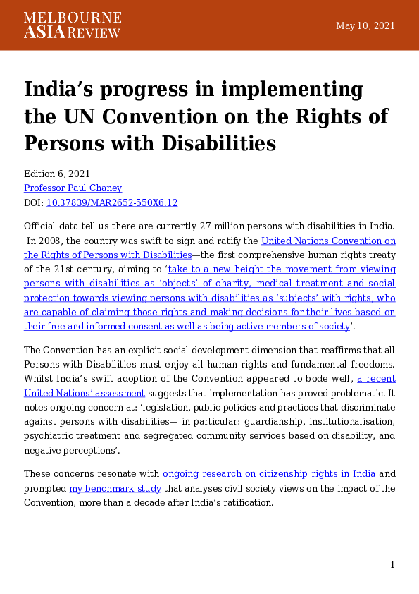 (PDF) India’s progress in implementing the UN Convention on the Rights ...