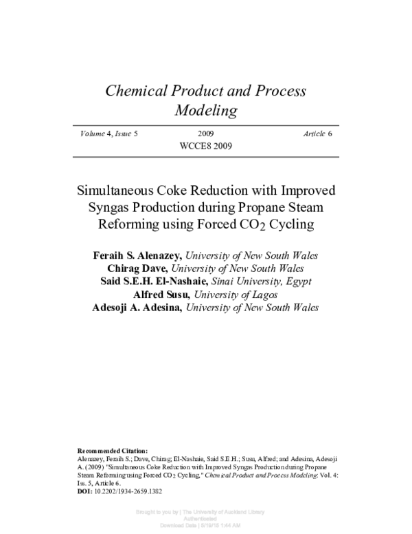 (PDF) Simultaneous Coke Reduction with Improved Syngas Production ...