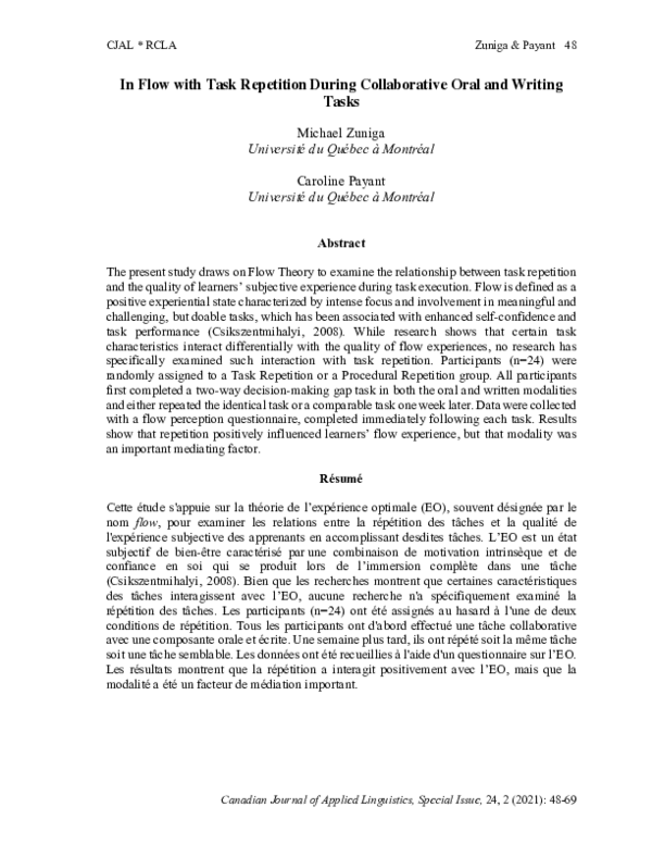(PDF) In Flow with Task Repetition During Collaborative Oral and ...