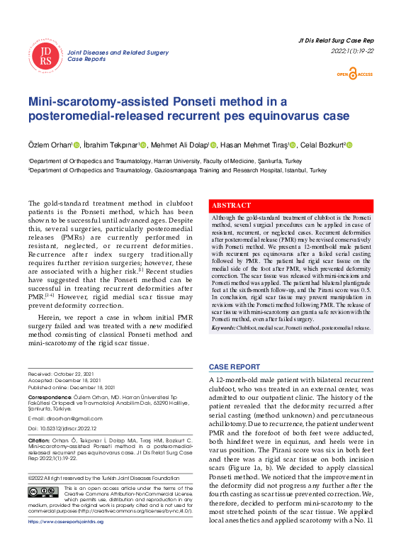 (PDF) Mini-scarotomy-assisted Ponseti method in a posteromedial ...