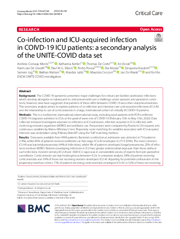(PDF) Co-infection and ICU-acquired infection in COIVD-19 ICU patients ...