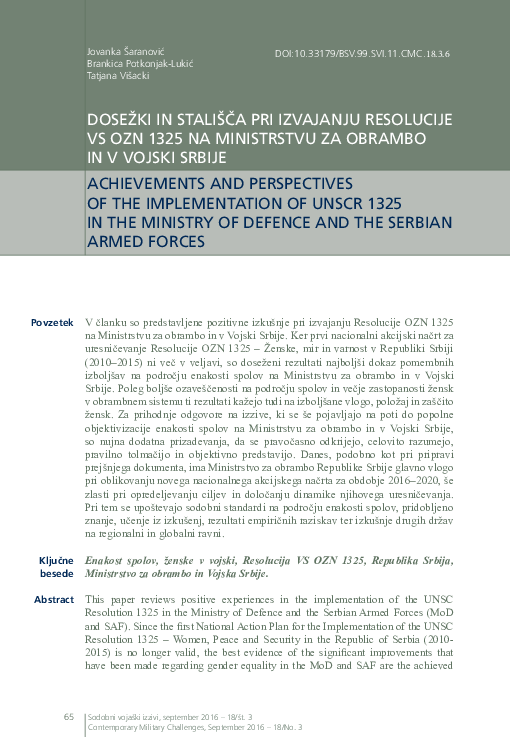 (PDF) Achievements and Perspectivesof the Implementation of Unscr ...