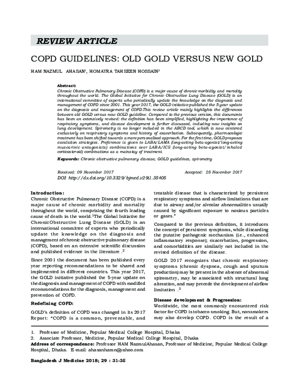(PDF) COPD Guidelines: Old Gold versus New Gold