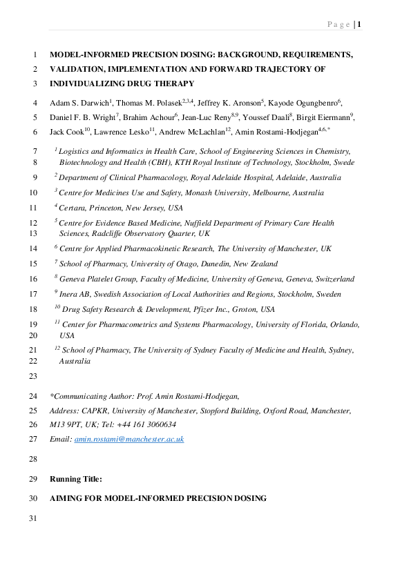 (PDF) Model-Informed Precision Dosing: Background, Requirements ...