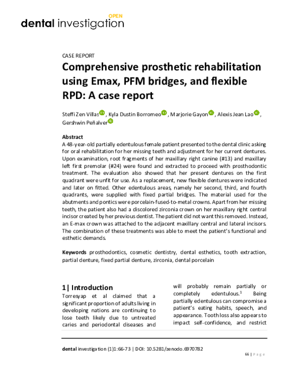 (PDF) Comprehensive prosthetic rehabilitation using Emax, PFM bridges ...