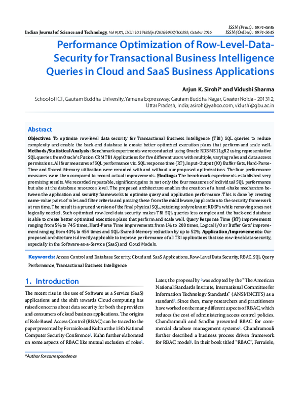 (PDF) Performance Optimization of Row-Level-Data-Security for Transactional Business ...