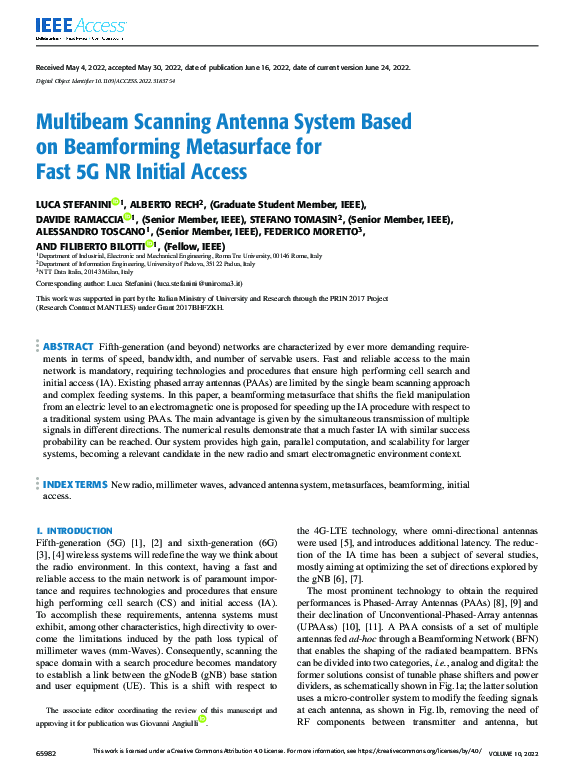 (PDF) Multibeam Scanning Antenna System Based on Beamforming ...
