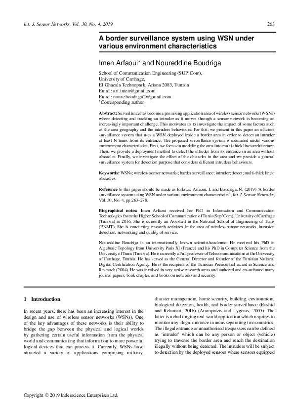 (PDF) A border surveillance system using WSN under various environment ...