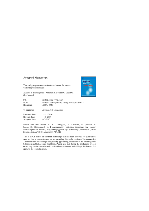 Pdf A Hyperparameters Selection Technique For Support Vector Regression Models