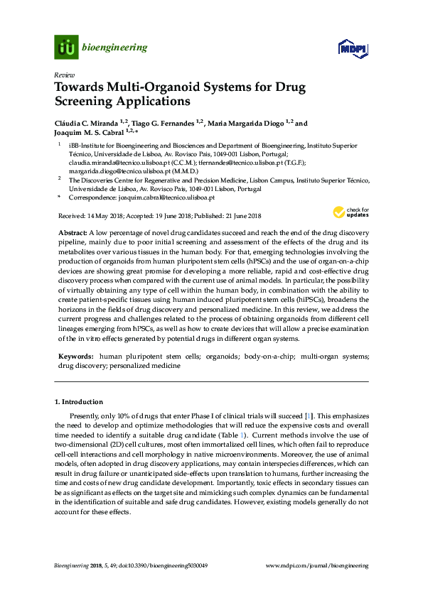 Towards Multi-Organoid Systems for Drug Screening Applications Towards Multi-Organoid Systems for Drug Screening Applications