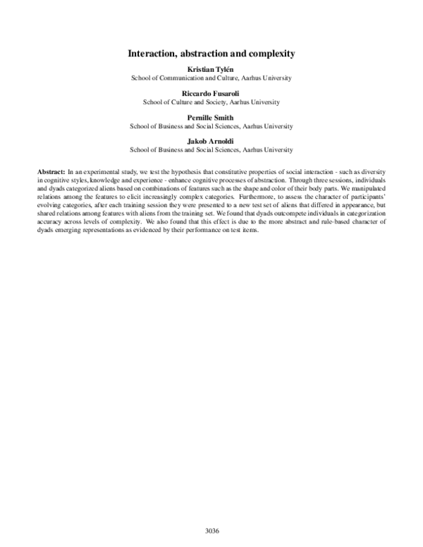 Pdf Interaction Abstraction And Complexity Jakob Arnoldi