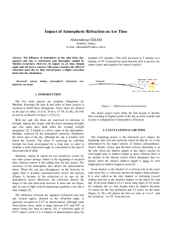 (PDF) Impact of Atmospheric Refraction on Asr Time