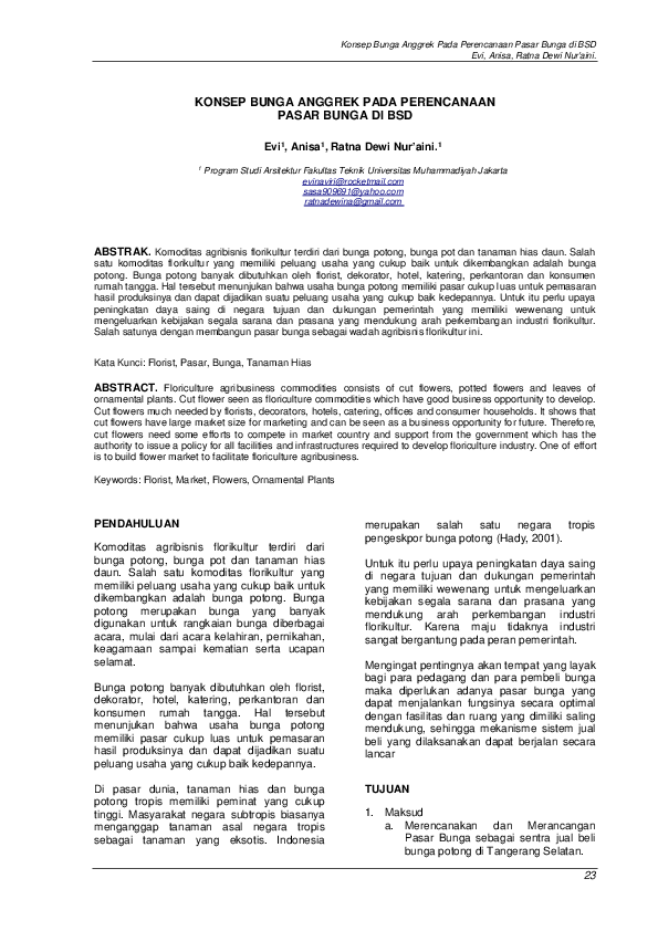 (PDF) Konsep Bunga Anggrek Pada Perencanaan Pasar Bunga DI BSD