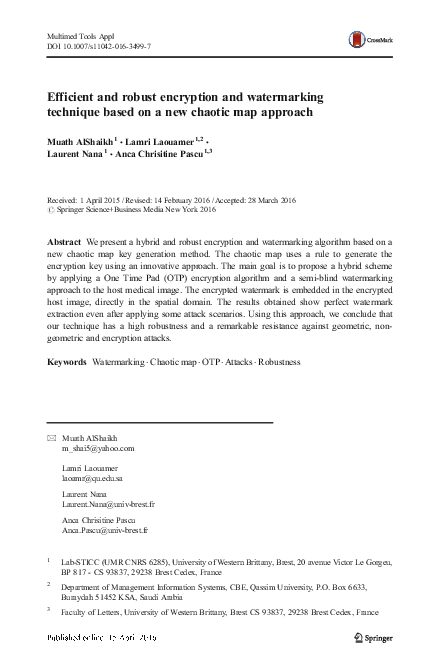 (PDF) Efficient and robust encryption and watermarking technique based ... (PDF) Efficient and robust encryption and watermarking technique based ...
