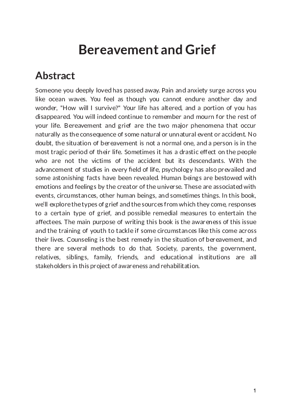 (PDF) A Critical analysis of Grief and Bereavement