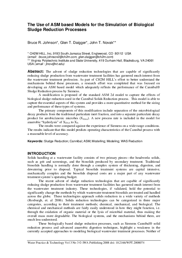 (PDF) The Use of ASM based Models for the Simulation of Biological ...