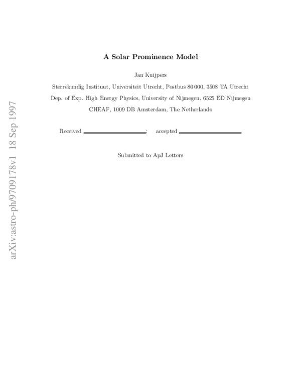 (PDF) A Solar Prominence Model