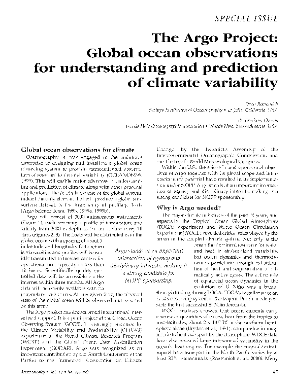 (PDF) The Argo Project: Global Ocean Observations for Understanding and ...