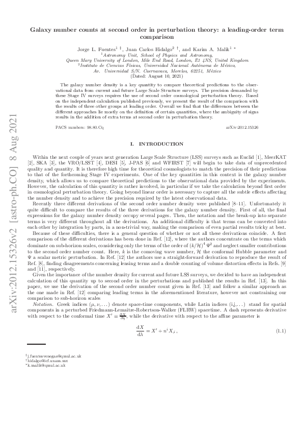 (PDF) Galaxy number counts at second order in perturbation theory: a ...