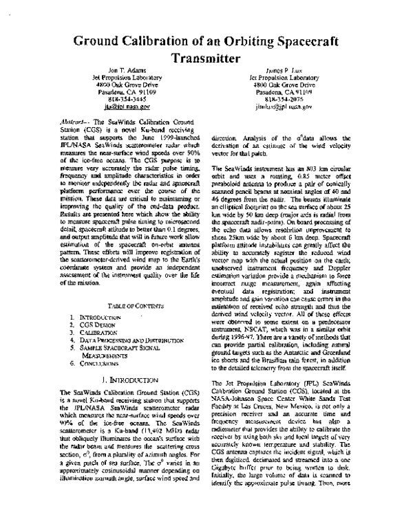 (PDF) Ground calibration of an Orbiting Spacecraft Transmitter