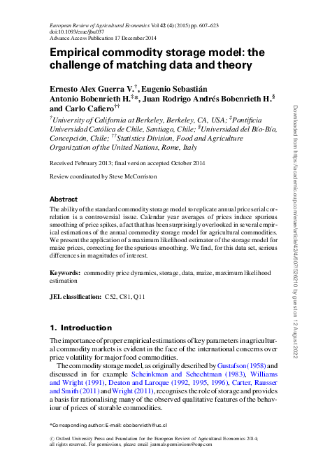 (PDF) Empirical commodity storage model: the challenge of matching data and theory