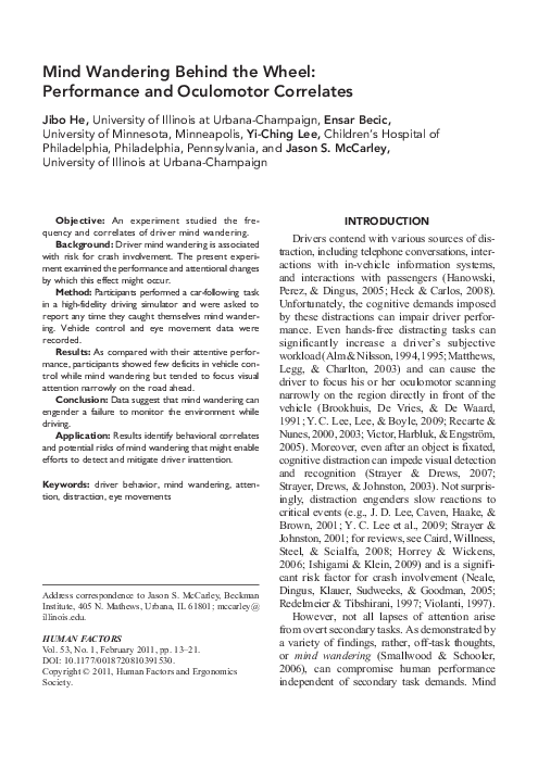 Pdf Mind Wandering Behind The Wheel