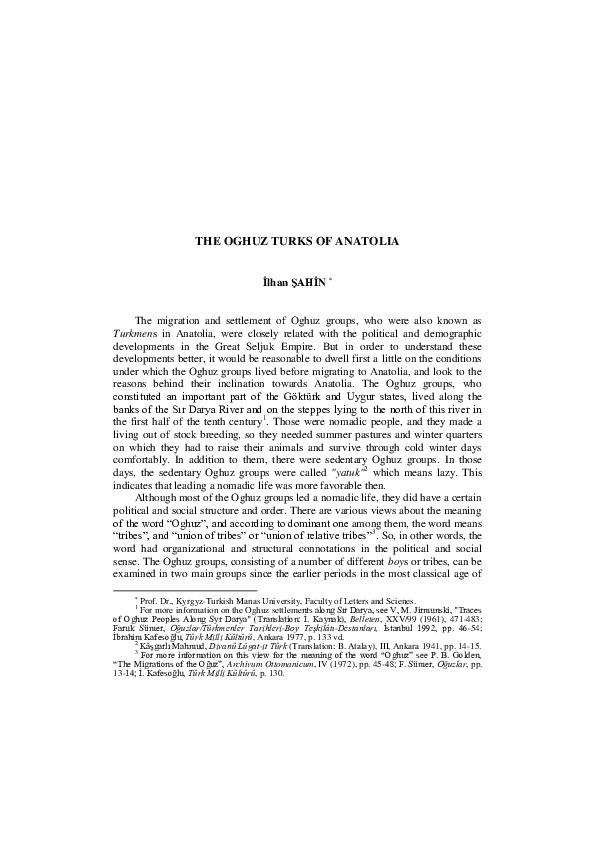 (PDF) The Oghuz Turks of Anatolia