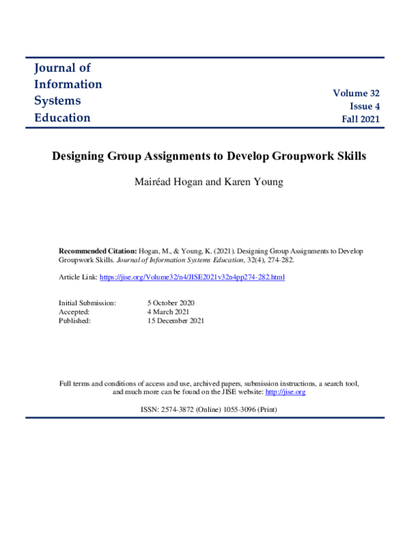 (PDF) Designing Group Assignments to Develop Groupwork Skills