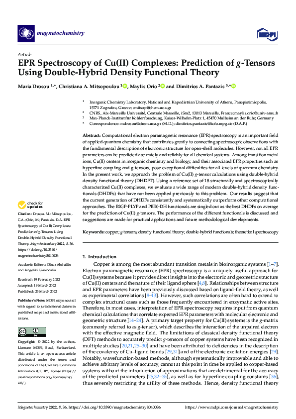 (PDF) EPR Spectroscopy of Cu(II) Complexes: Prediction of g-Tensors ...