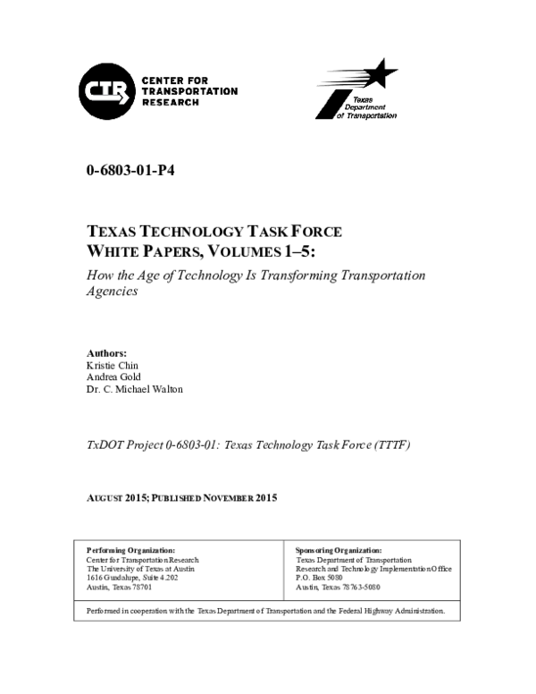 (PDF) Texas Technology Task Force White Papers, Volumes 1–5: How the ...