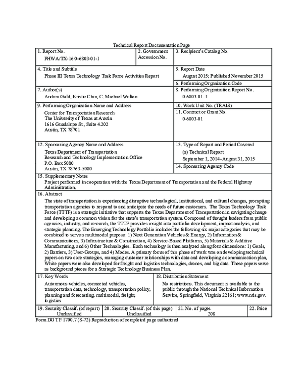 (PDF) Phase III Texas Technology Task Force Activities Report