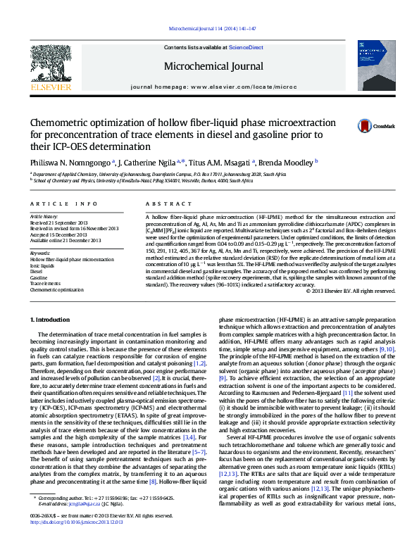 (PDF) Chemometric optimization of hollow fiber-liquid phase microextraction for preconcentration ...