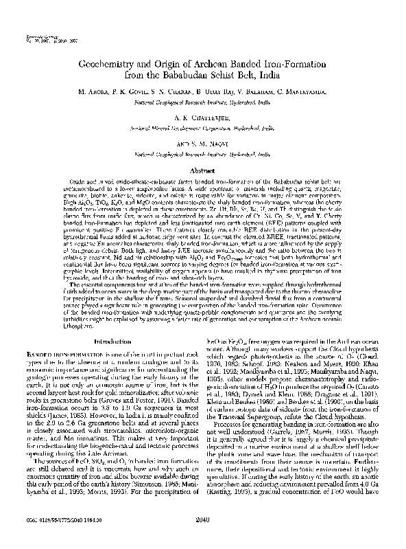 (PDF) Geochemistry and origin of Archean banded iron-formation from the ...