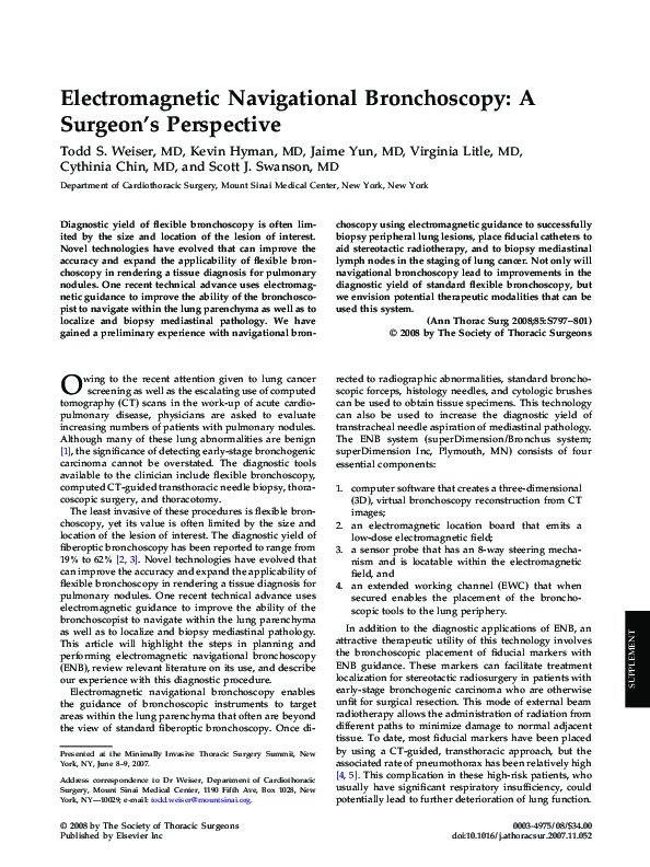 (PDF) Electromagnetic Navigational Bronchoscopy: A Surgeon’s Perspective