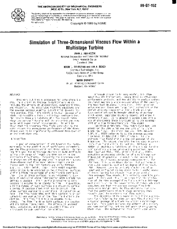 Pdf Simulation Of Three Dimensional Viscous Flow Within A Multistage