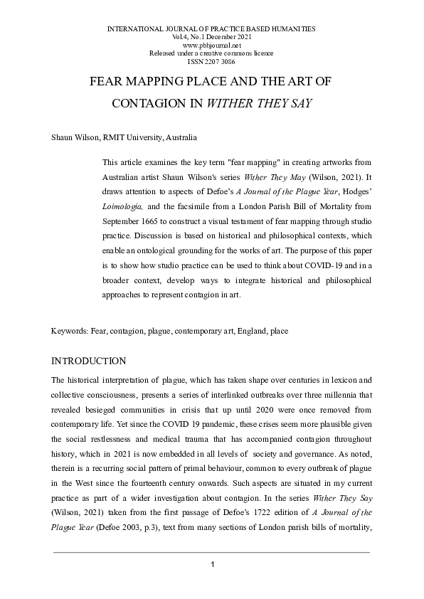 (PDF) Fear Mapping Place and the Art of Contagion in Wither They Say