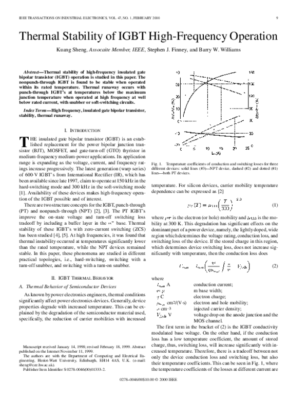 (PDF) Thermal stability of IGBT high-frequency operation
