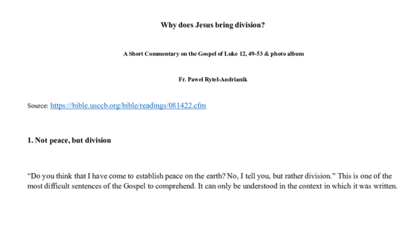 (PDF) Why does Jesus bring division?