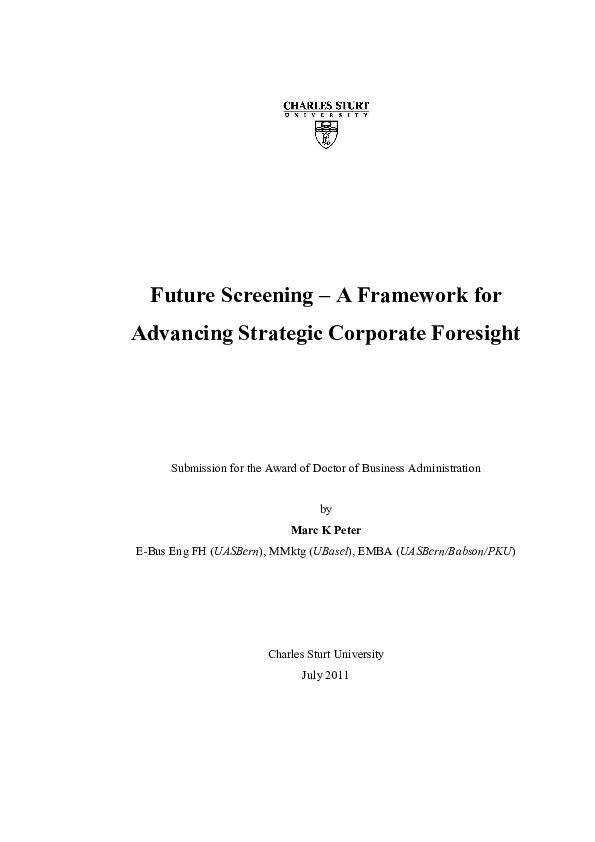 (PDF) Future screening: A framework for advancing strategic corporate ...