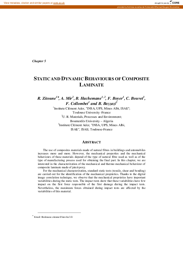 (PDF) Static and dynamic behaviours of composite laminate