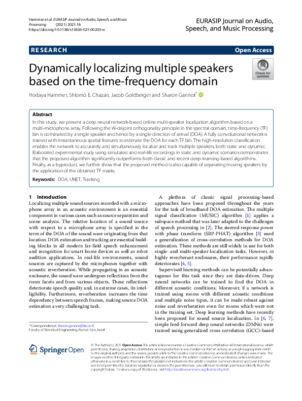 (PDF) Dynamically localizing multiple speakers based on the time-frequency domain