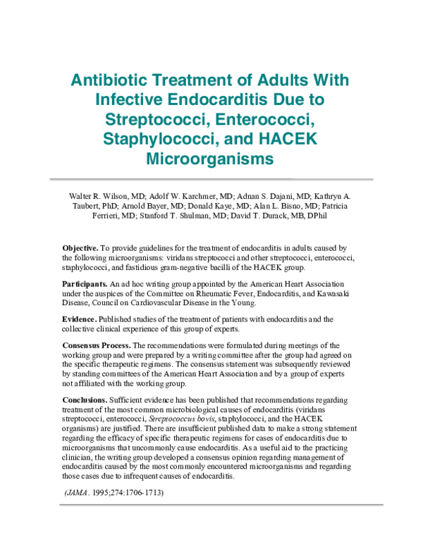 (PDF) Antibiotic Treatment of Adults With Infective Endocarditis Due to Streptococci ...