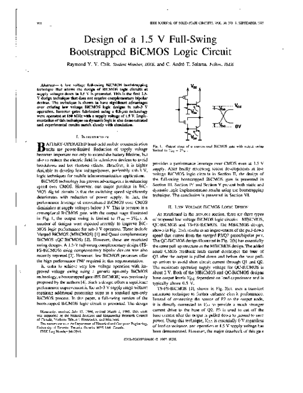 (PDF) 1.5V Bootstrapped BiCMOS Logic Design