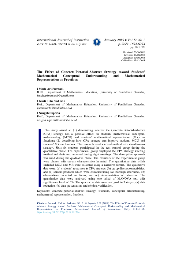 (PDF) The Effect of Concrete-Pictorial-Abstract Strategy toward ...